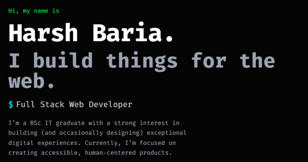 Harsh Baria | Full Stack Web Developer & Automation Engineer